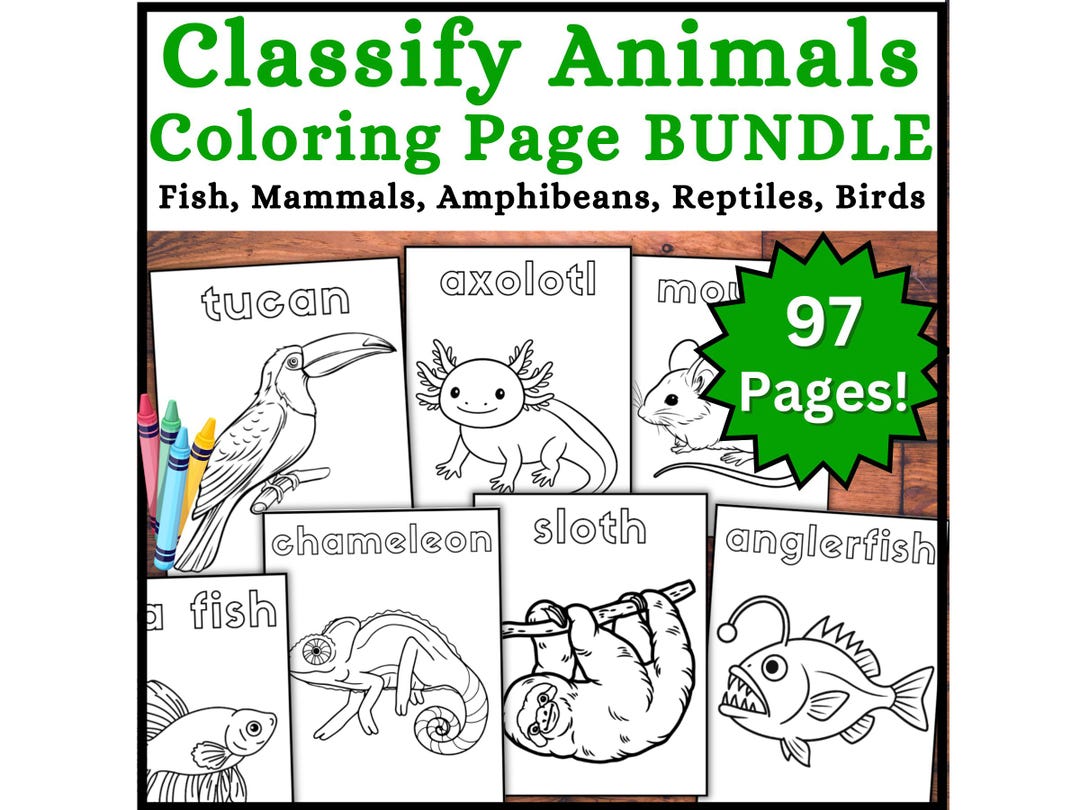 97 Animal Classification Coloring Pages! Classify Mammals Reptiles Fish ...