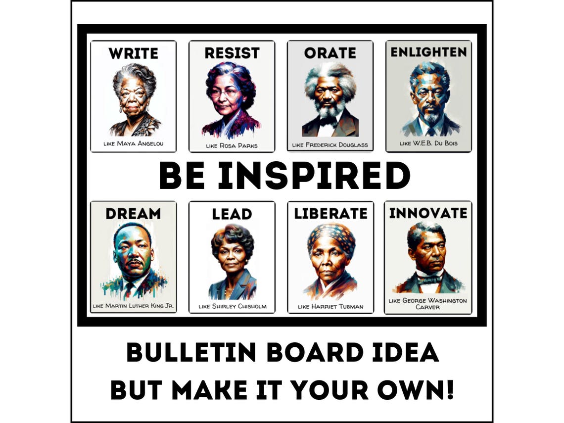 8 Black History Month Posters February Bulletin Board Classroom Decor ...