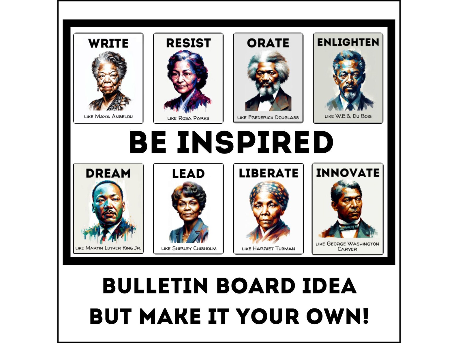 8 Black History Month Posters February Bulletin Board Classroom Decor ...