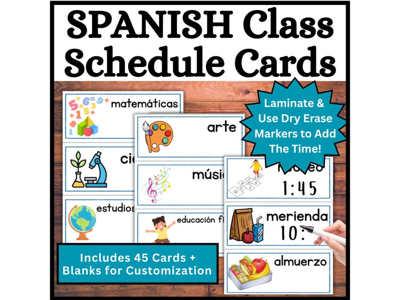 SPANISH Language Back to School Daily Schedule Cards, Printable Class ...