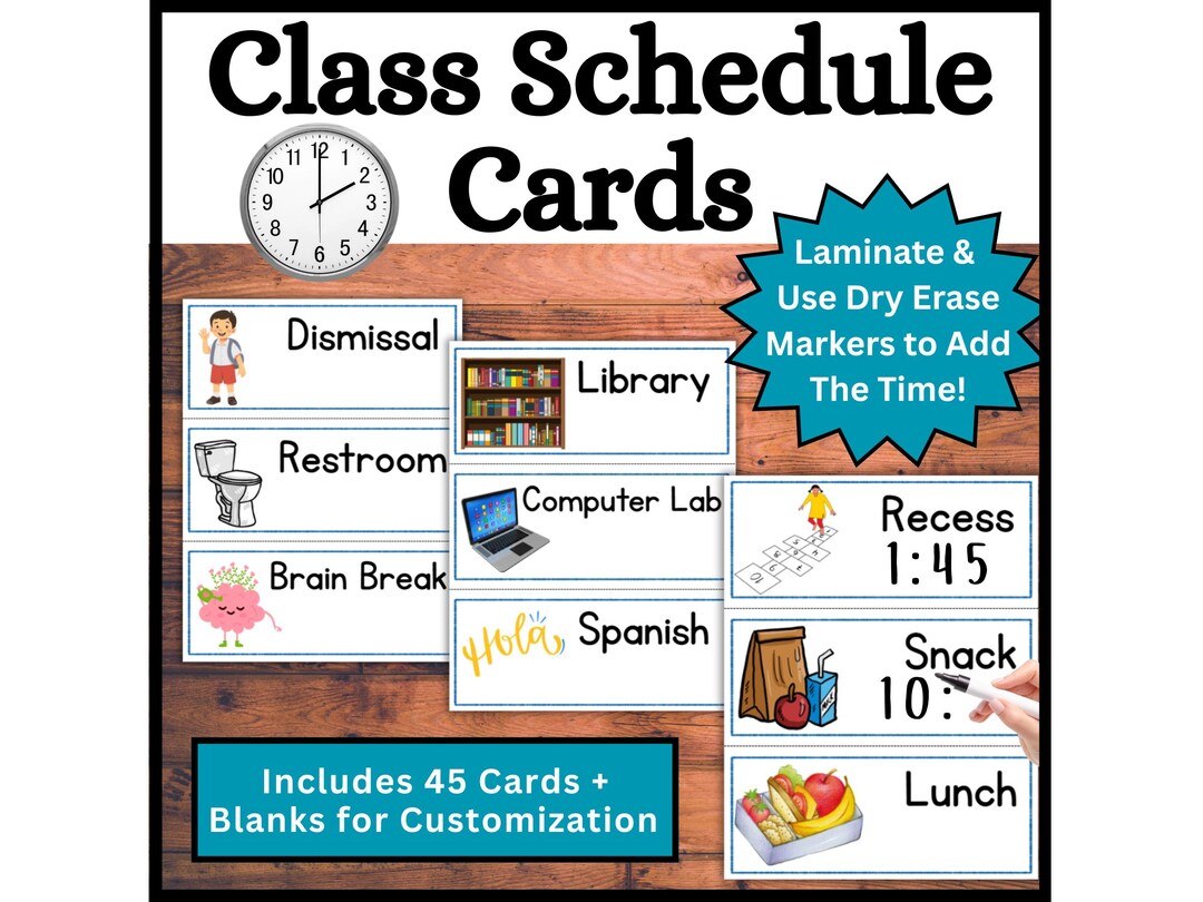 Back to School Daily Schedule Cards, Printable Visual Schedule ...