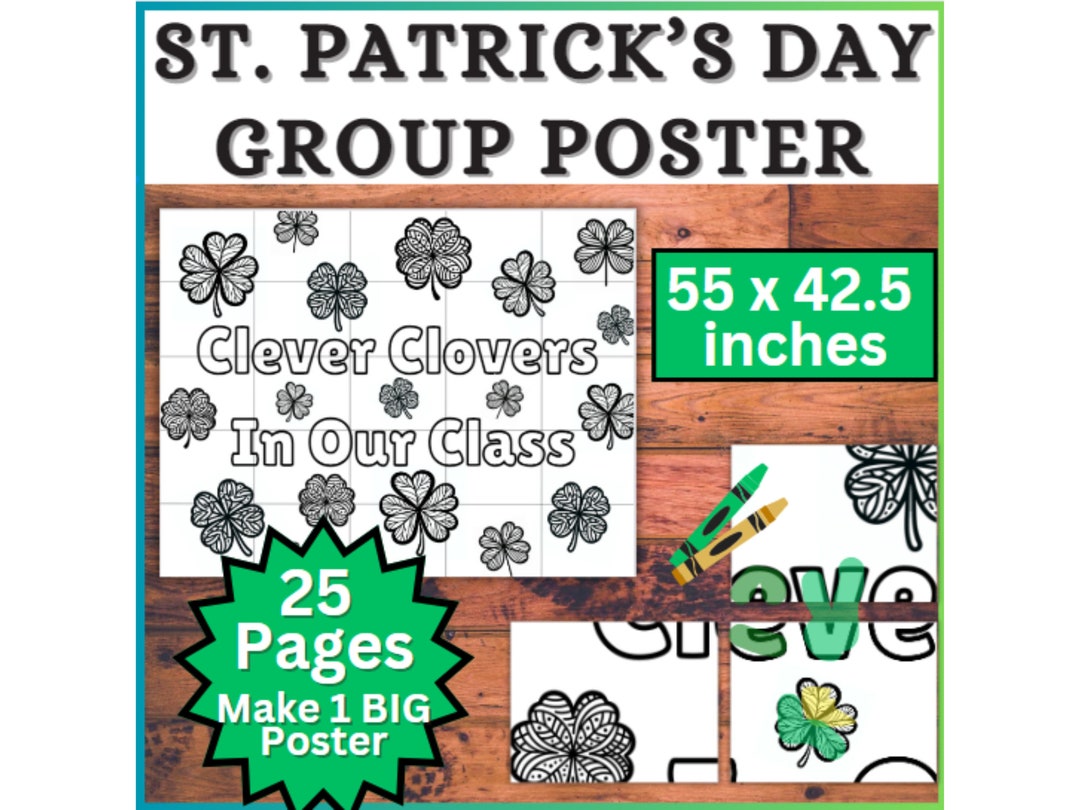 Printable St. Patrick's Day Group Poster Coloring Pages for Wall Decor ...