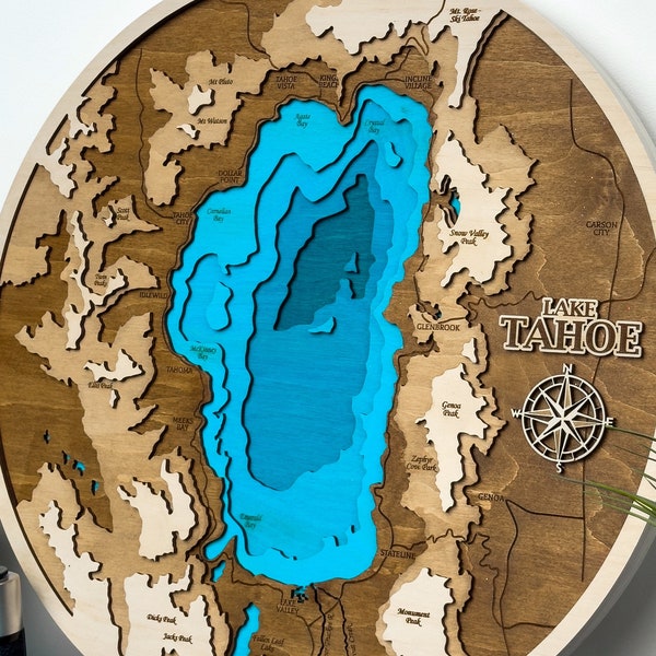Lake Tahoe Wood Map - Etsy
