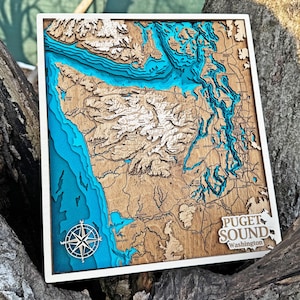 3D Puget Sound Map Wood - Etsy
