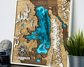 Custom Map Wood Anniversary Gift for Him Her Lake House Decor - Etsy