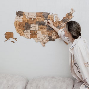 Wooden USA Puzzle Map: Push Pin Travel Tracker - Etsy