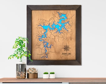 Custom Wood Engraved Lake Map - Etsy