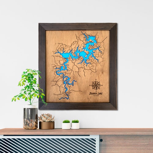 Custom Wood Engraved Lake Map - Etsy