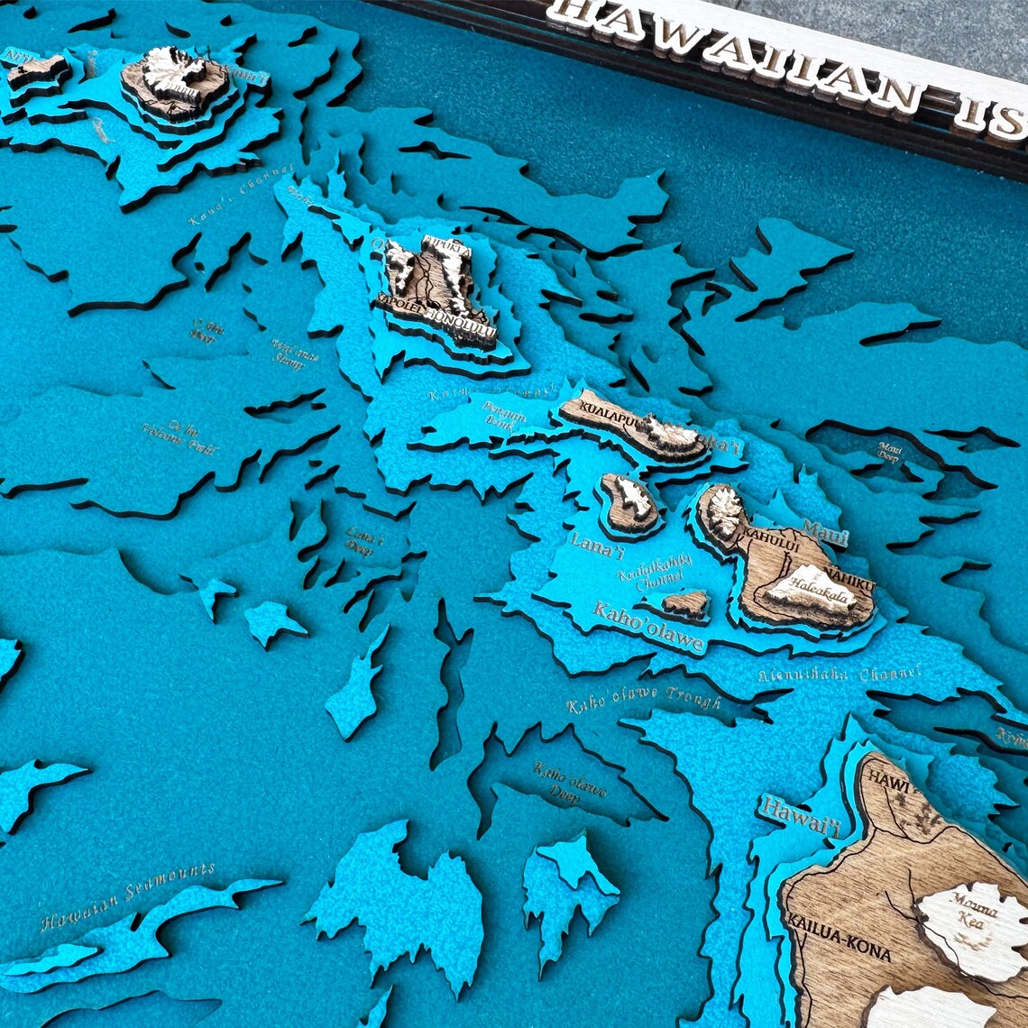 Wooden 3D Hawaii Map Relief Topography Depth Layered Map - Etsy