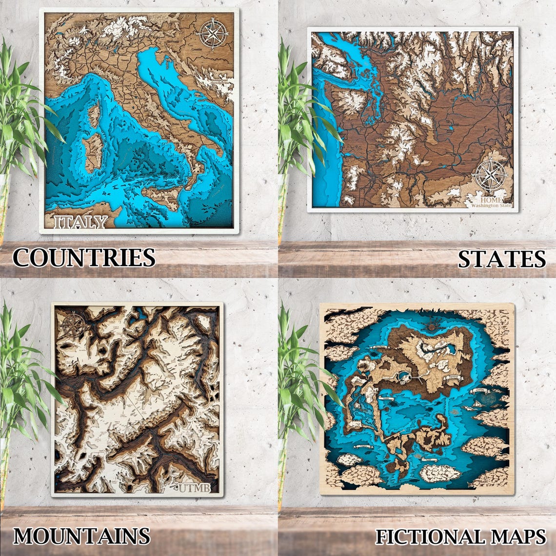 Personalized 3D Wood Map: Custom Engraved Topographic Art - Etsy