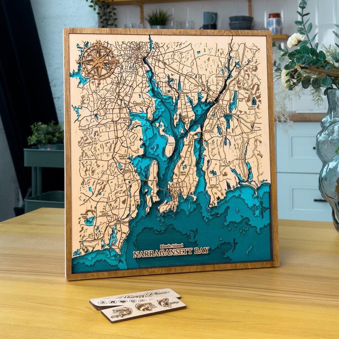 Coastline Map 3D Beach House Decor Map Tampa Bay Area - Etsy