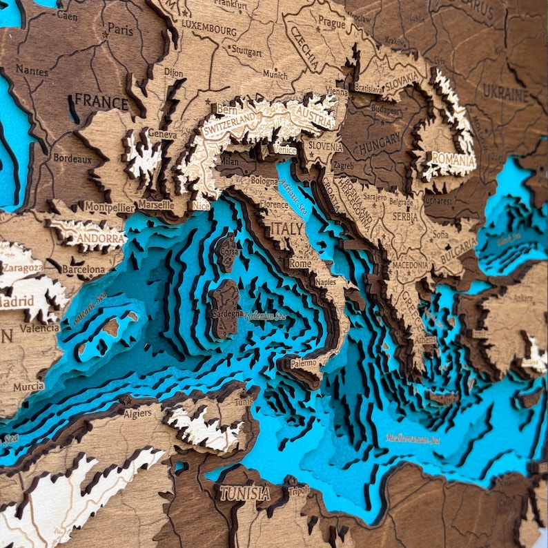 Europe 3D Wood Map With Pins Europe Travel Decor - Etsy