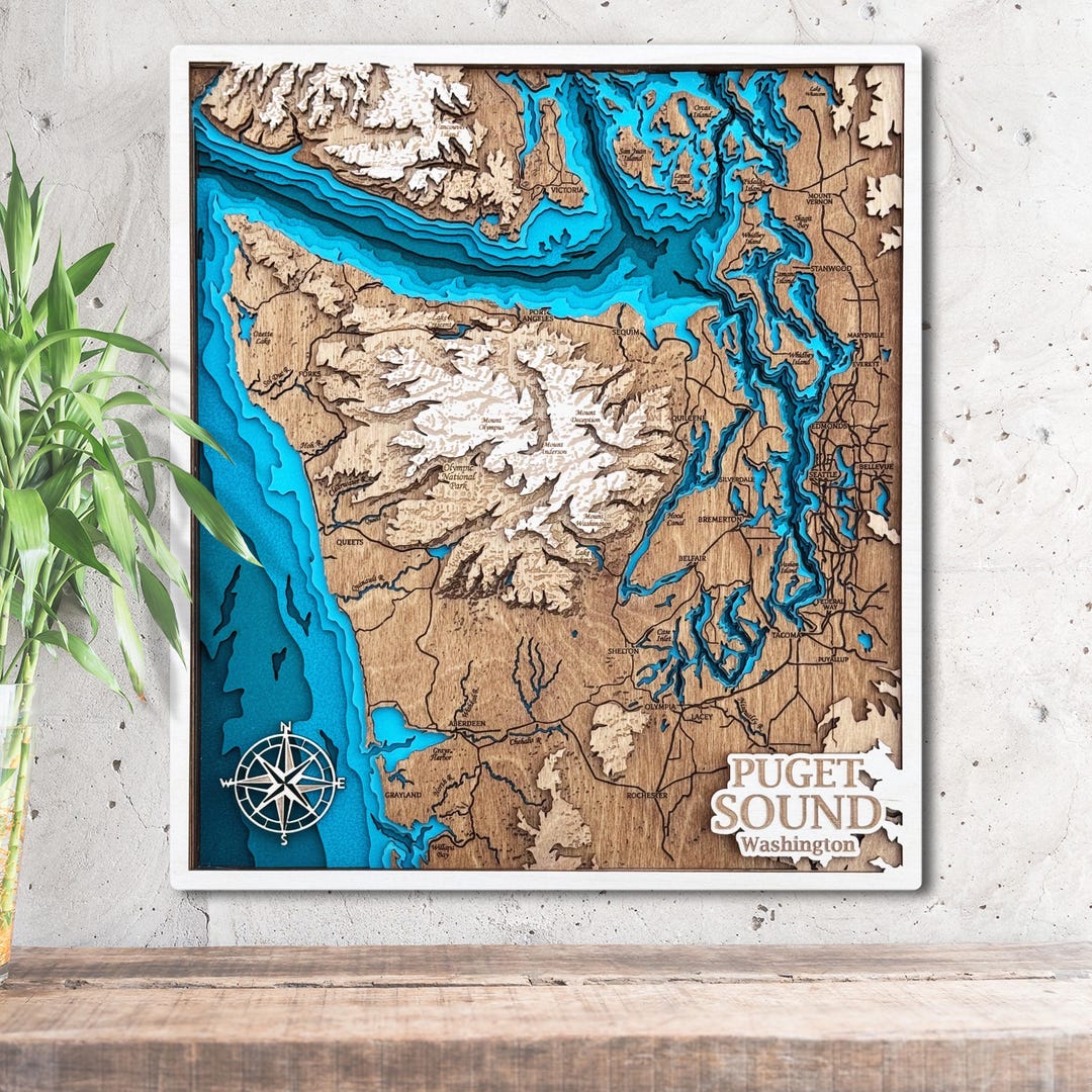 Personalized 3D Wood Map: Custom Engraved Topographic Art - Etsy