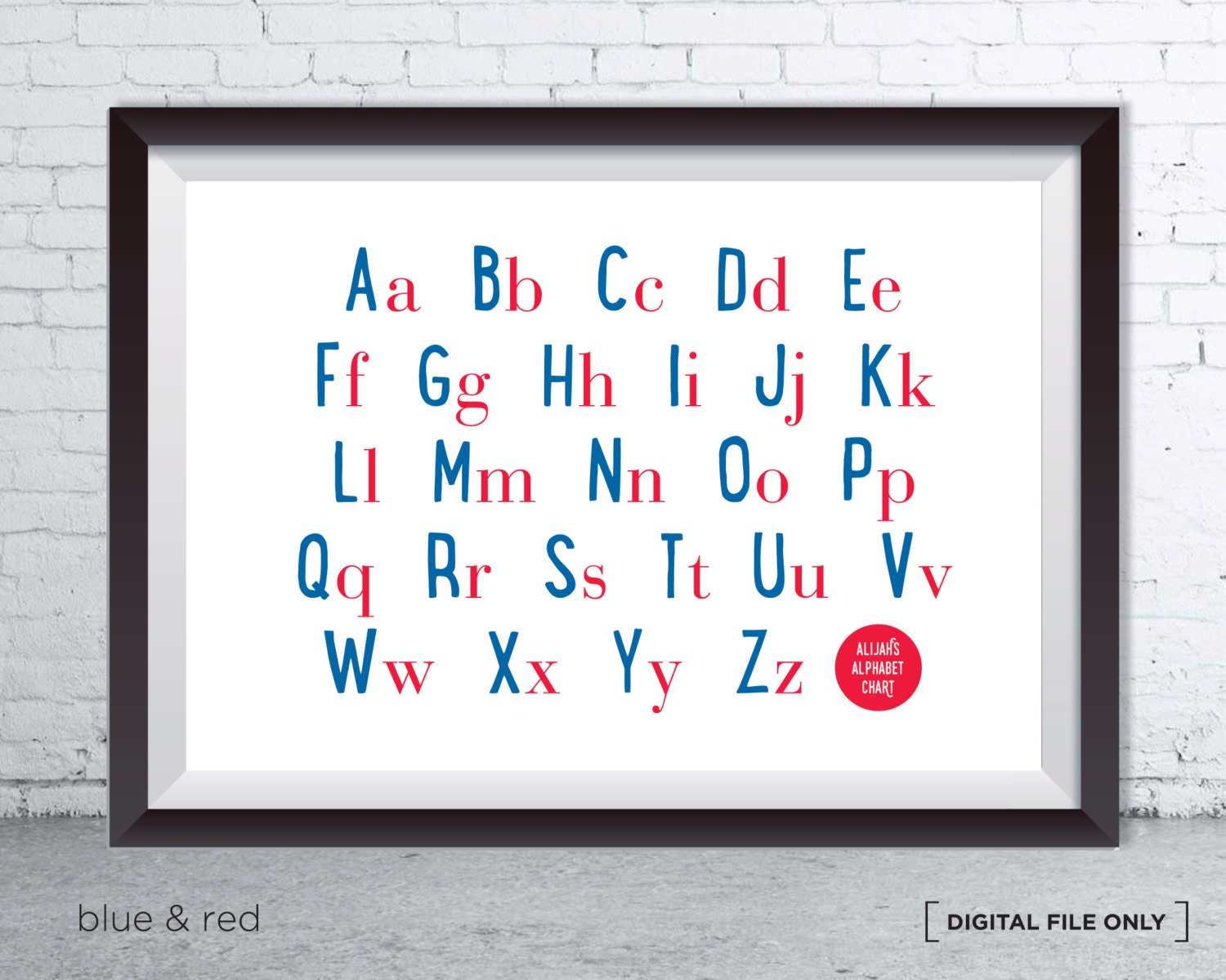 Alphabet Chart Poster for Kids Nursery, ABC Wall Art Print, Educational ...