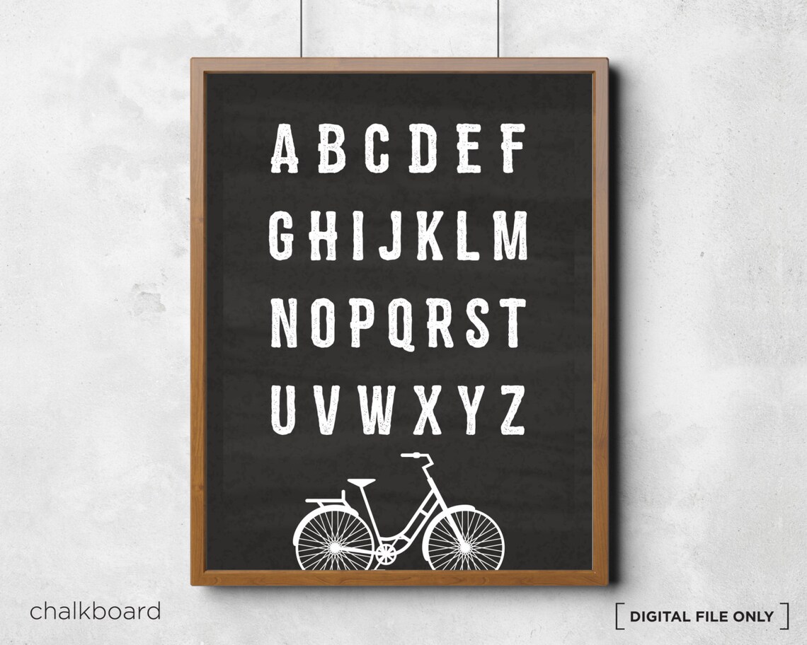 Bicycle Alphabet Chart Alphabet Chart ABC Alphabet Poster Childs Room ...