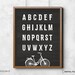Bicycle Alphabet Chart Printable alphabet chart abc chart | Etsy