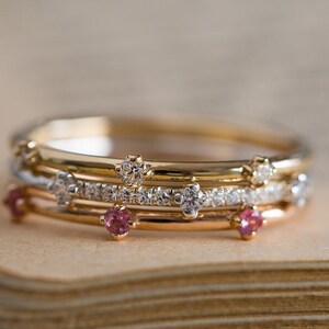 Diamond Ring Stack, Stackable Diamond Band, Stackable Diamond Ring ...