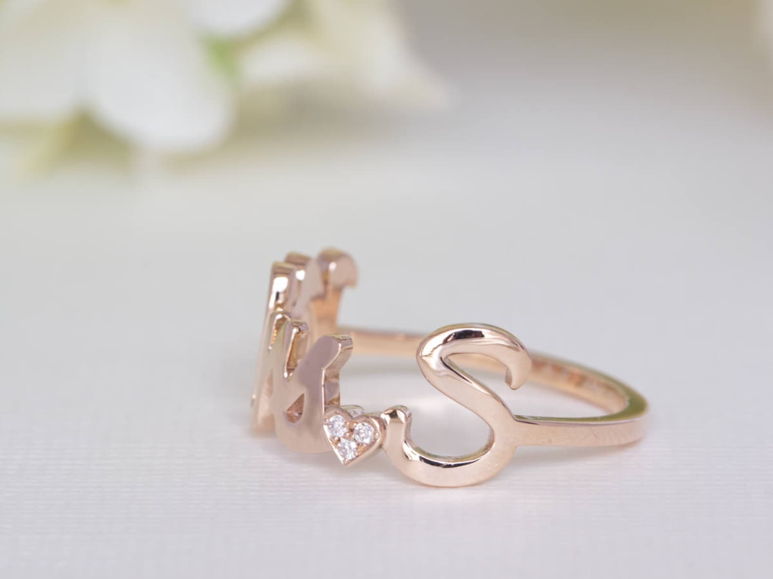 Mrs Ring Initial Ring Gold Anniversary Diamond Ring Wife - Etsy