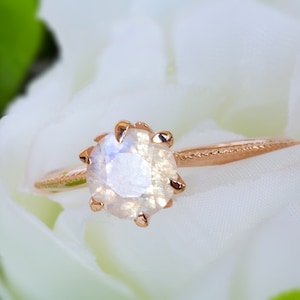 Gold Moonstone Ring, Moonstone Wedding Ring, Moonstone Bridal Ring, 14K ...