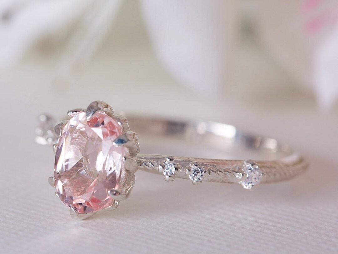 Morganite Engagement Ring, Morganite Diamond Ring, Morganite 14K Ring ...