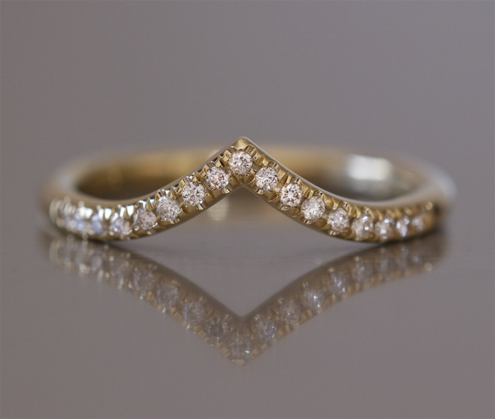 Curved Wedding Band, Diamond V Ring, Curved Wedding Ring, Chevron ...