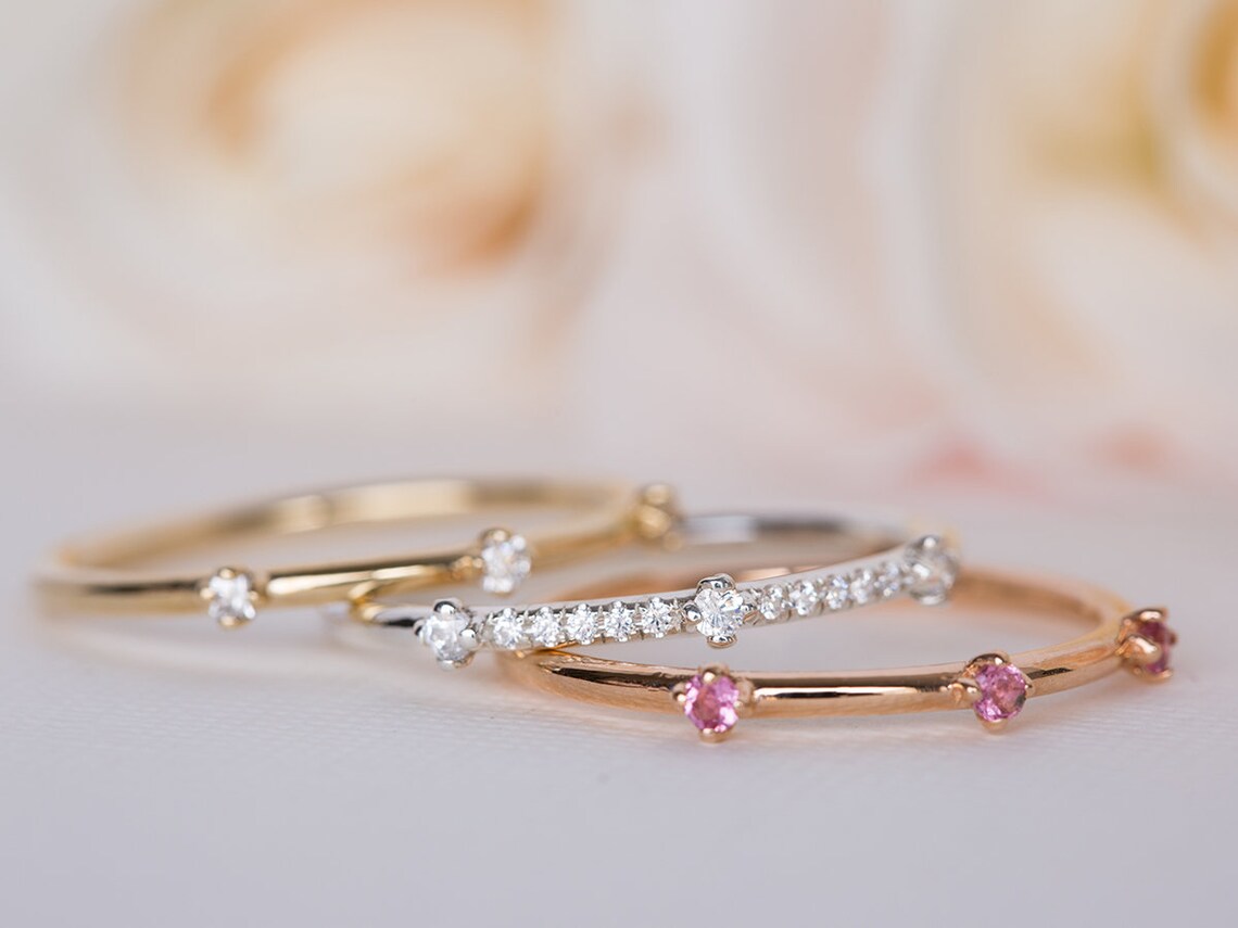 Diamond Ring Stack Stackable Diamond Band Stackable Diamond | Etsy