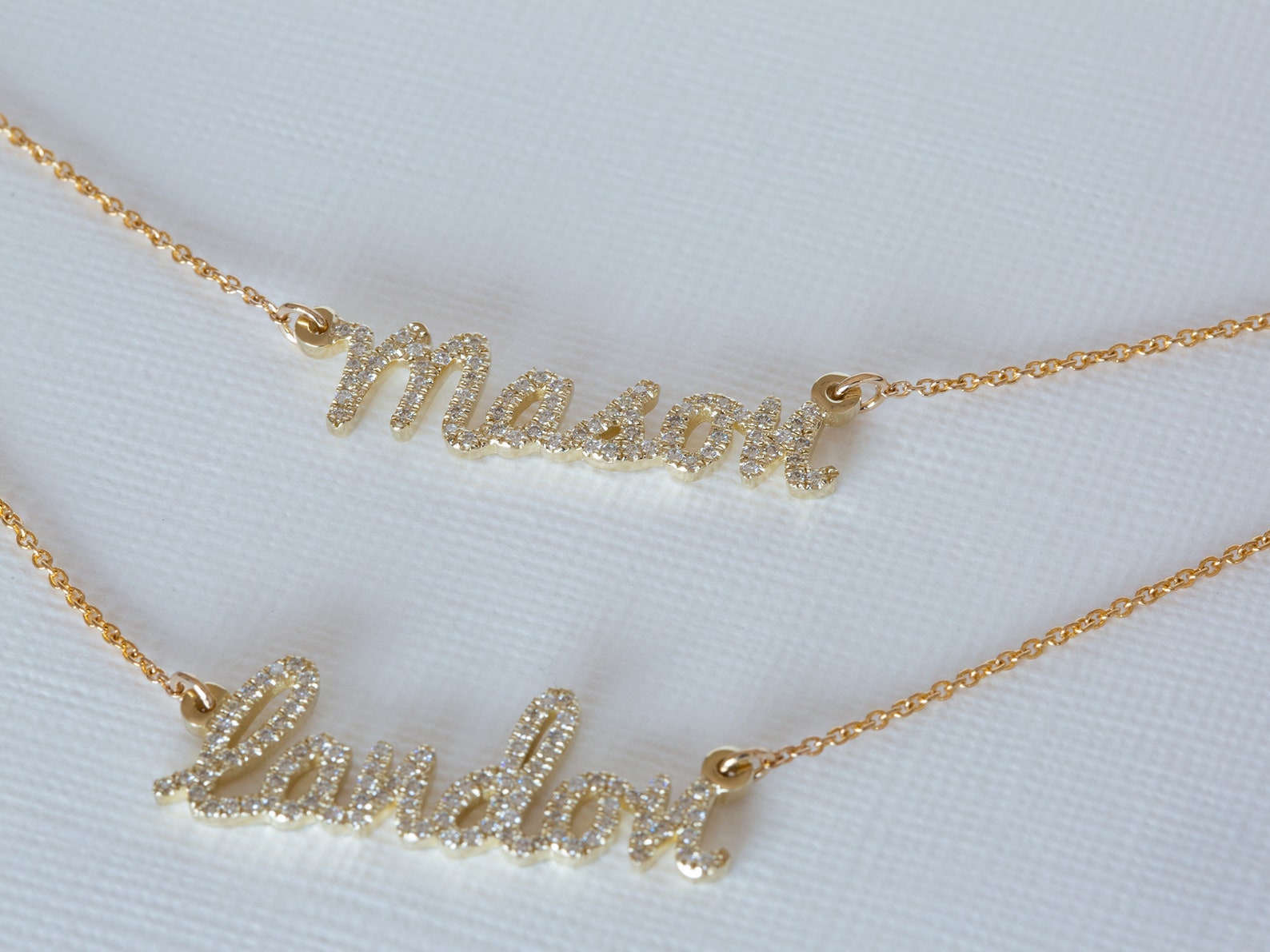 Kids Name Necklace Diamond Name Necklace 14K Personalized - Etsy