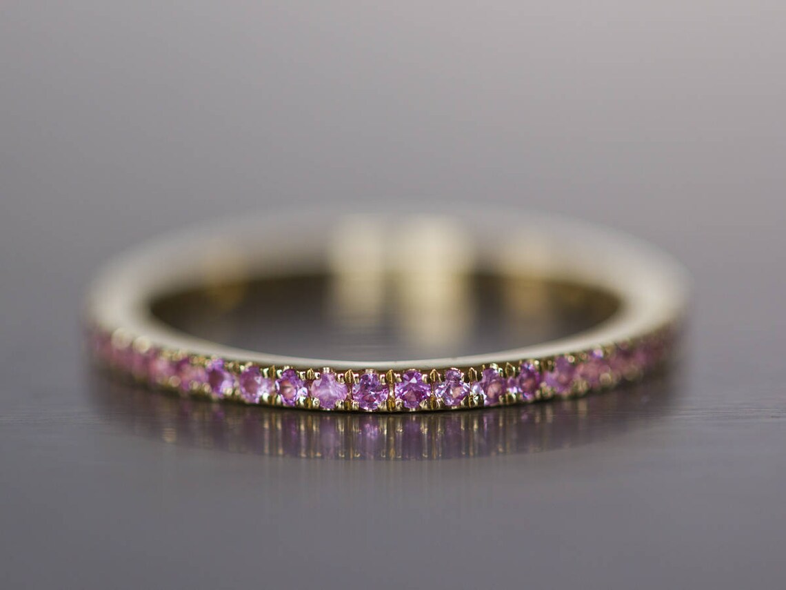 Pink Eternity Ring, Pink Wedding Ring, Pink Wedding Band, Sapphire ...