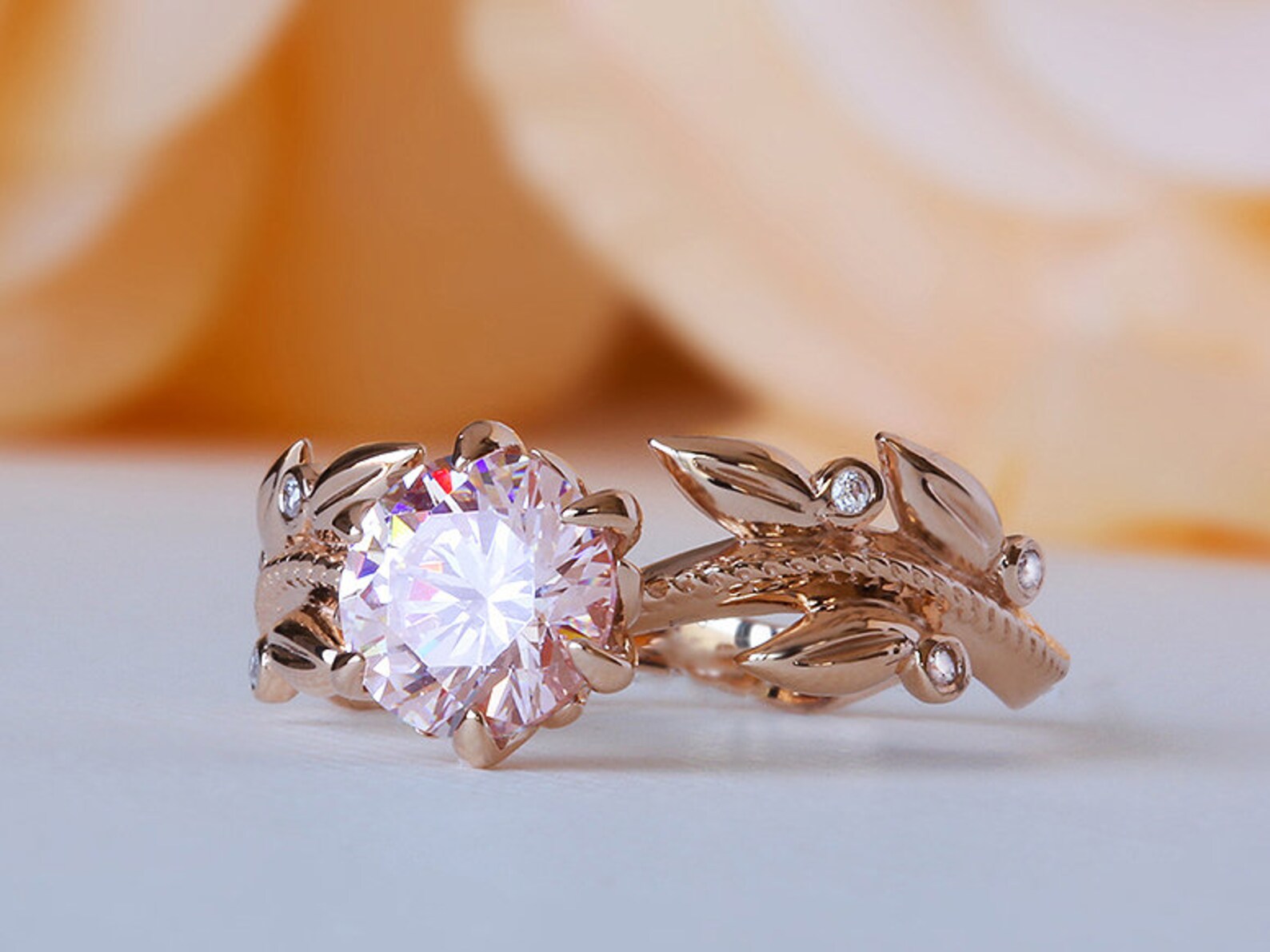 Boho Engagement Ring Morganite 14K Ring Unique Morganite | Etsy