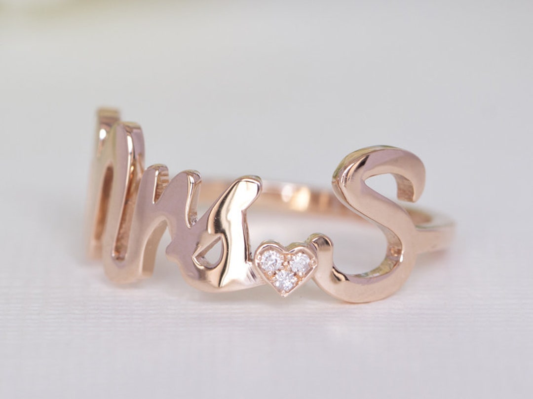 Mrs Ring, Initial Ring Gold, Anniversary Diamond Ring, Personalized ...