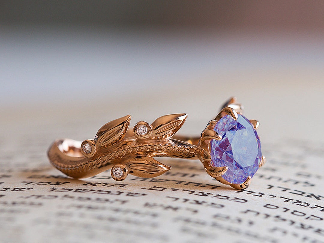 Purple Engagement Ring, Tanzanite Engagement Ring, Tanzanite Gold Ring ...