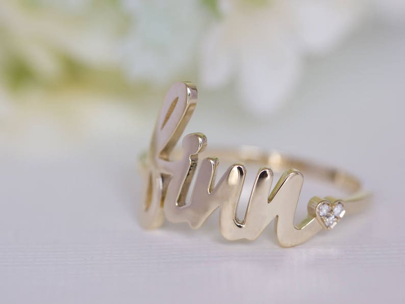 Personalized Gold Ring Gold Name Ring Diamond Name Ring - Etsy