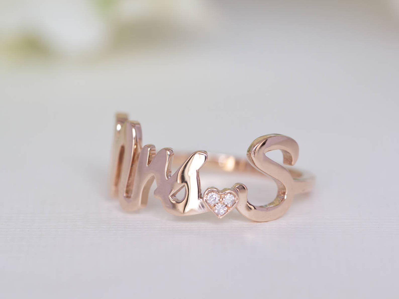 Mrs Ring Initial Ring Gold Anniversary Diamond Ring Wife - Etsy