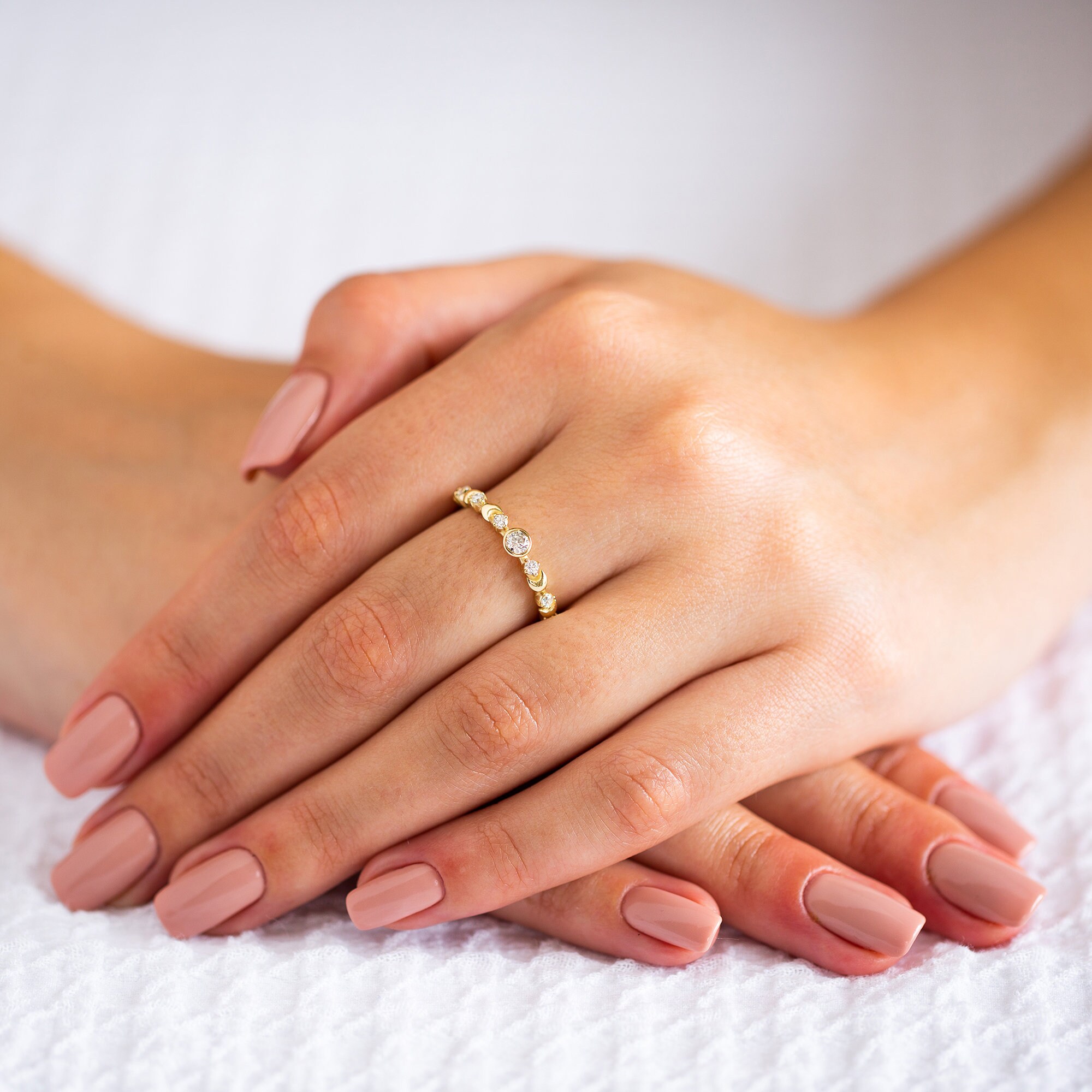 Unique Wedding Band Moon Wedding Ring Celestial Wedding | Etsy