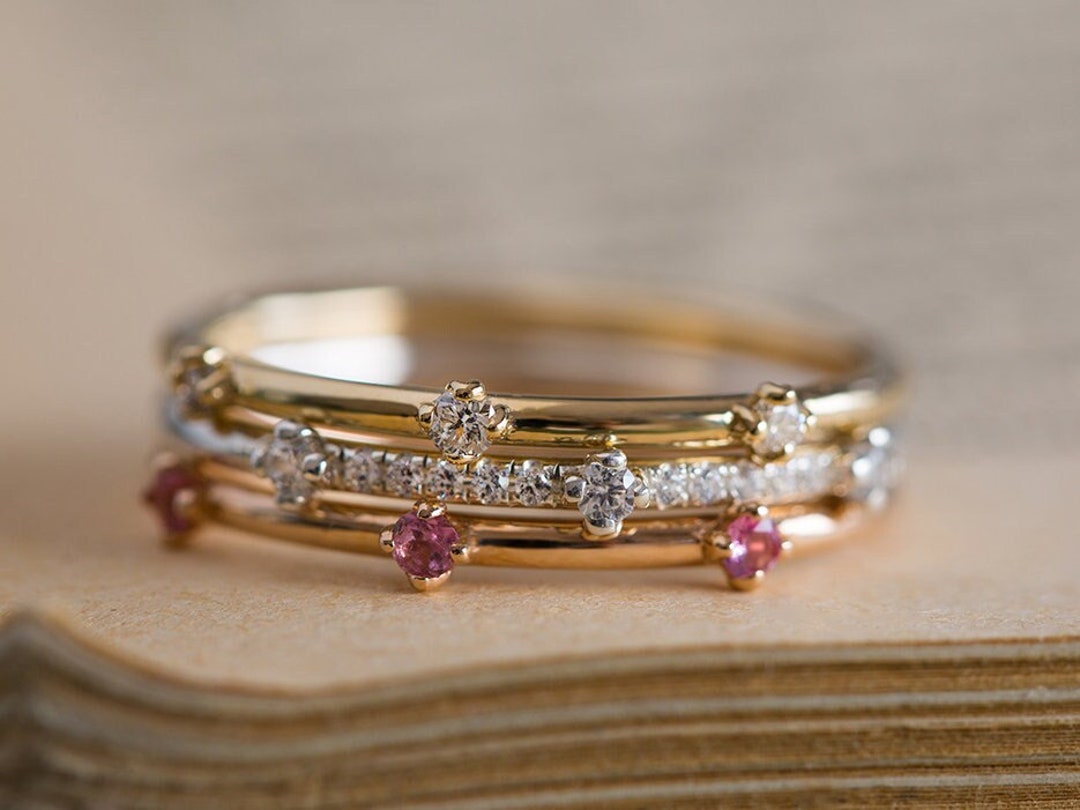Diamond Ring Stack, Stackable Diamond Band, Stackable Diamond Ring ...