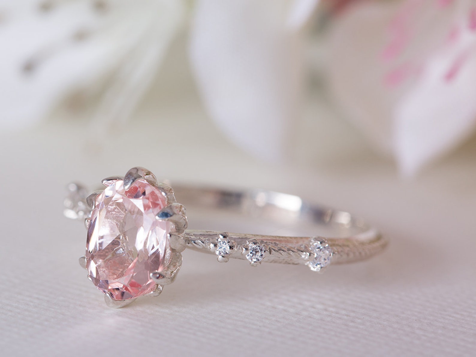 Pink Engagement Ring Pink Gemstone Engagement Ring Morganite | Etsy