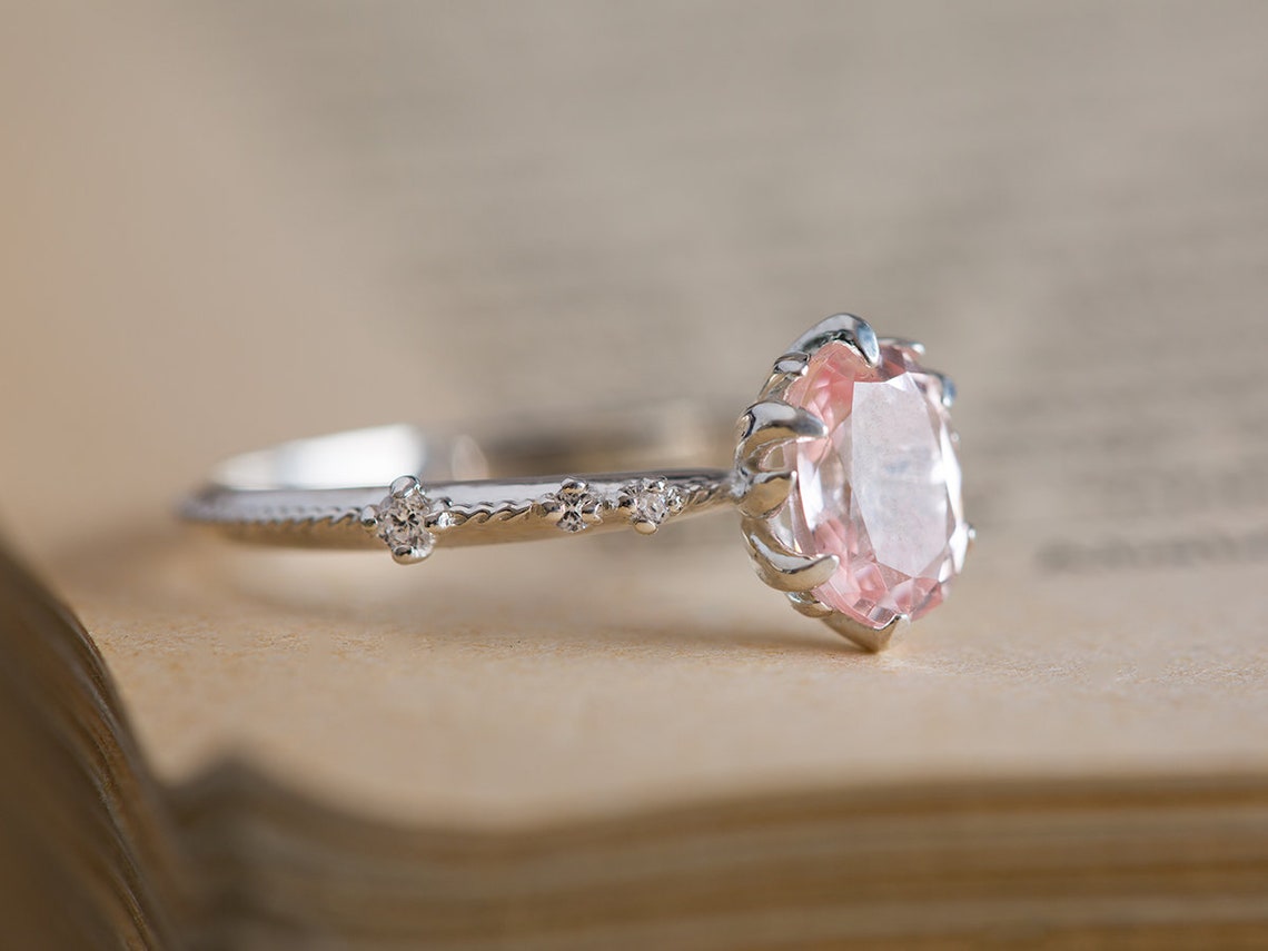 Pink Diamond Engagement Ring Pink Bridal Ring Pink Gemstone | Etsy
