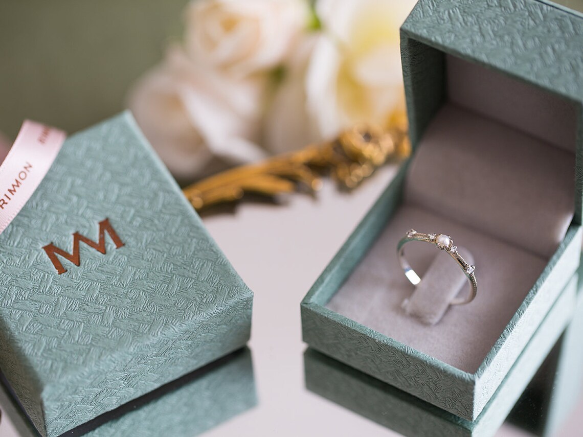 Boho Wedding Ring Boho Wedding Band Pearl Wedding Band 14K - Etsy