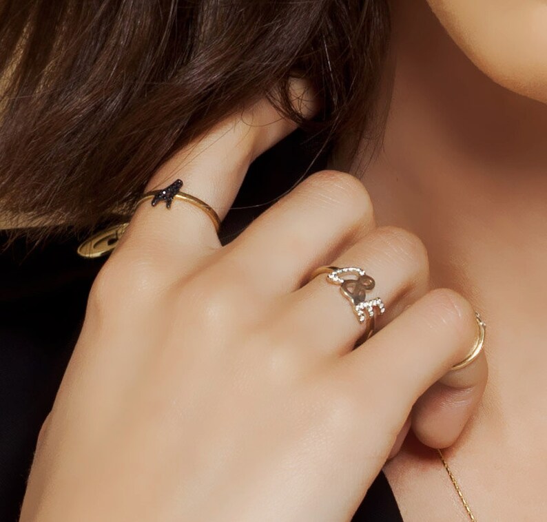 Personalized Diamond Ring, Initial Gold Ring, 14K Personalized Ring ...