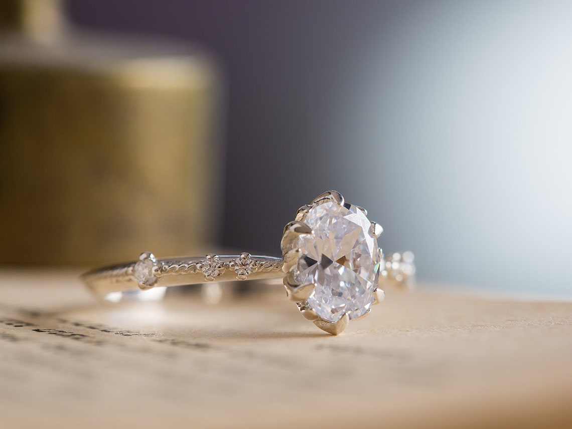 White Gemstone Gold Ring White Gemstone Engagement Ring | Etsy