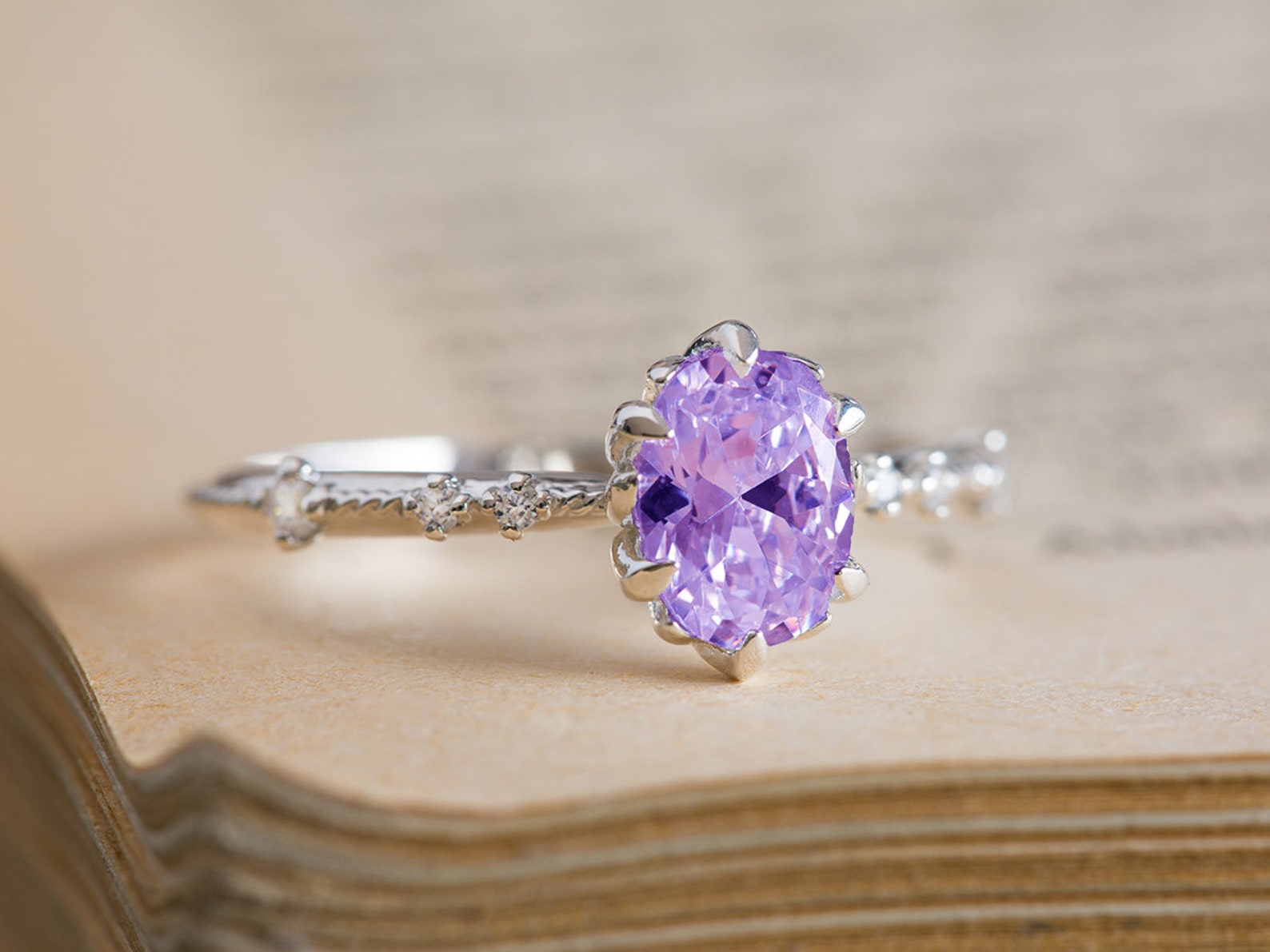 Amethyst Engagement Ring Amethyst Wedding Ring Amethyst 14K - Etsy
