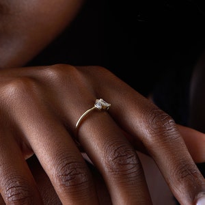Double Stone Wedding Ring, Two Stone Promise Ring, Unique Moissanite ...