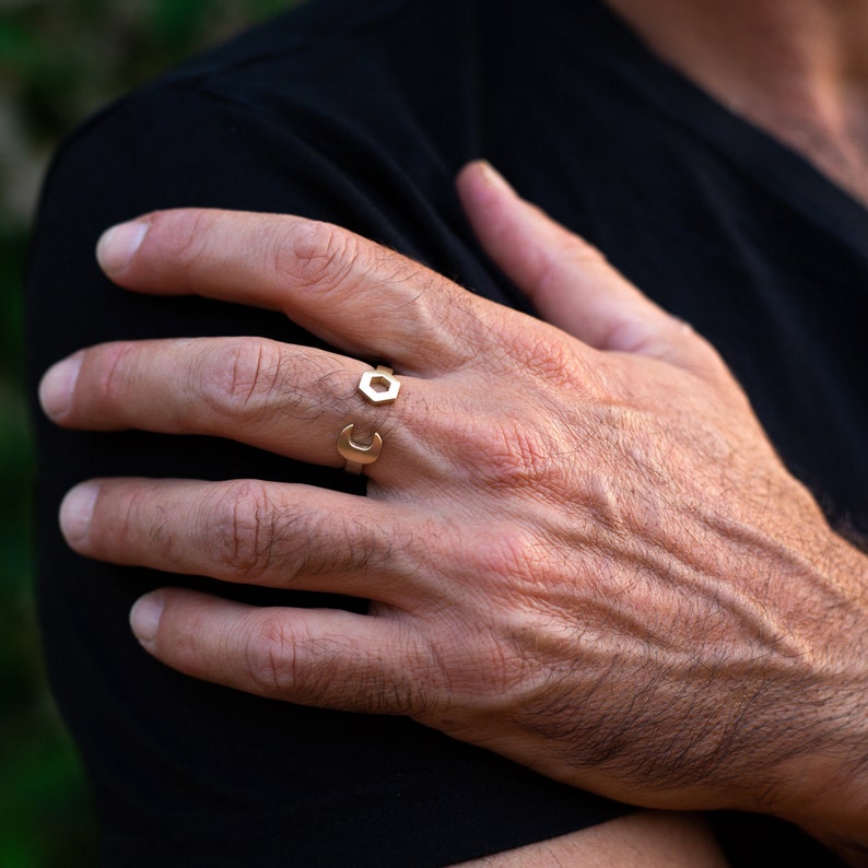 18K Mens Ring Solid Gold Men Band Unique Men 14K Ring - Etsy