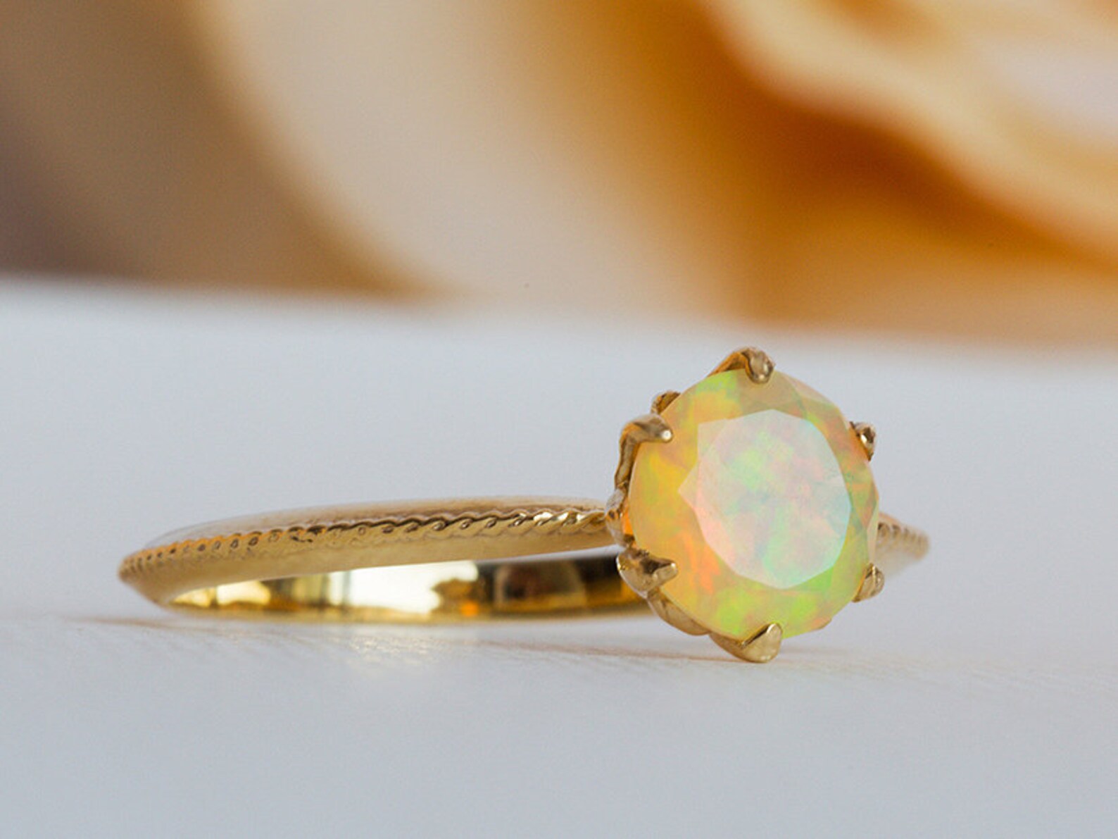 Opal Engagement Ring Fire Opal Ring Opal 14K Ring Opal | Etsy