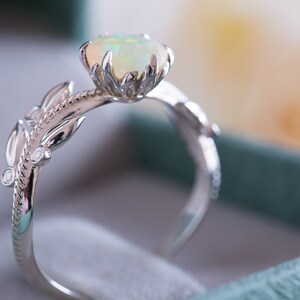 Flower Engagement Ring, Floral Leaves Engagement Ring, Branch ...