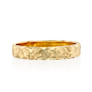 Hammered Gold Ring, Mens Hammered Wedding Ring, Rustic Wedding Ring ...