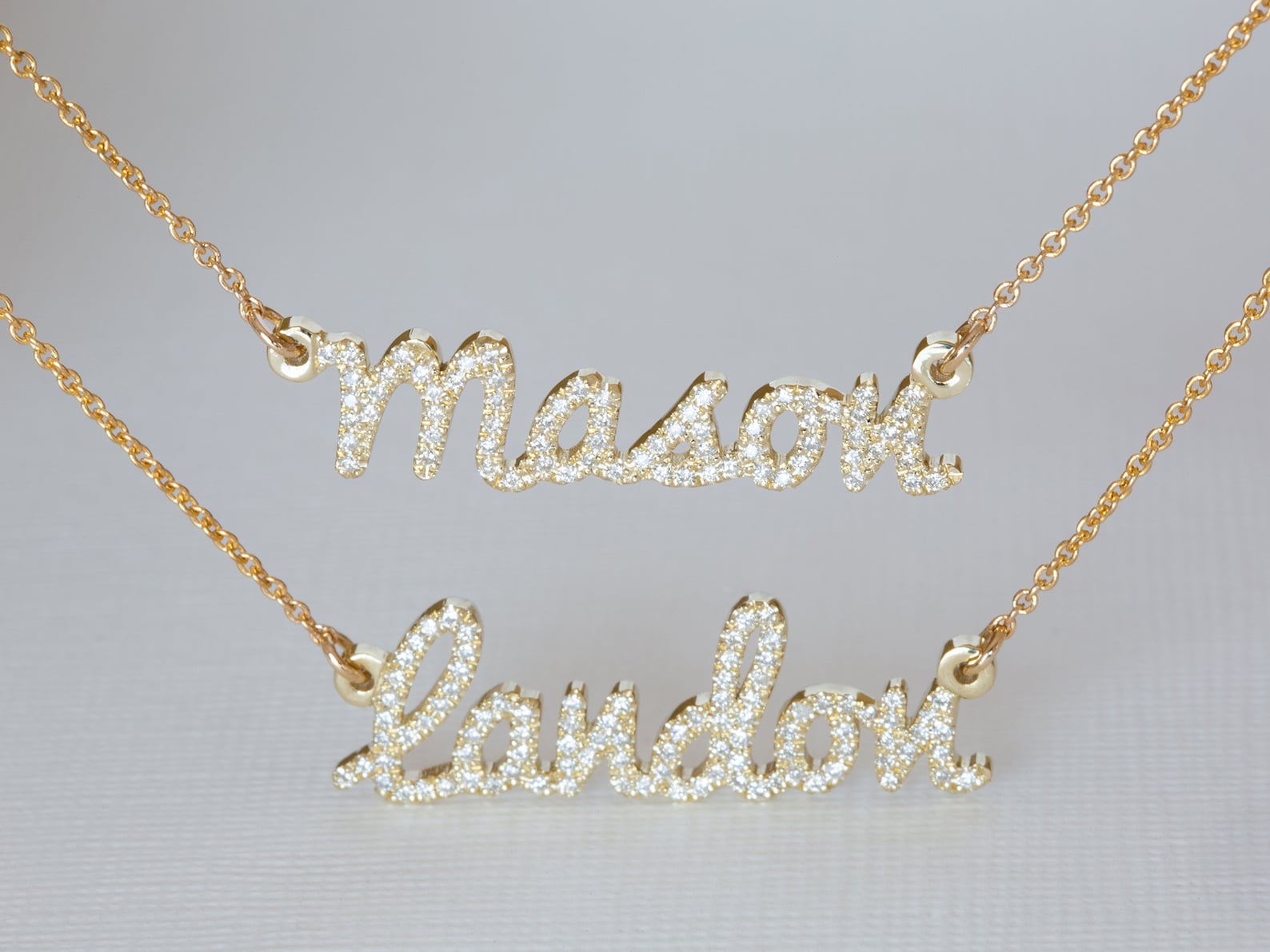 Kids Name Necklace Diamond Name Necklace 14K Personalized - Etsy