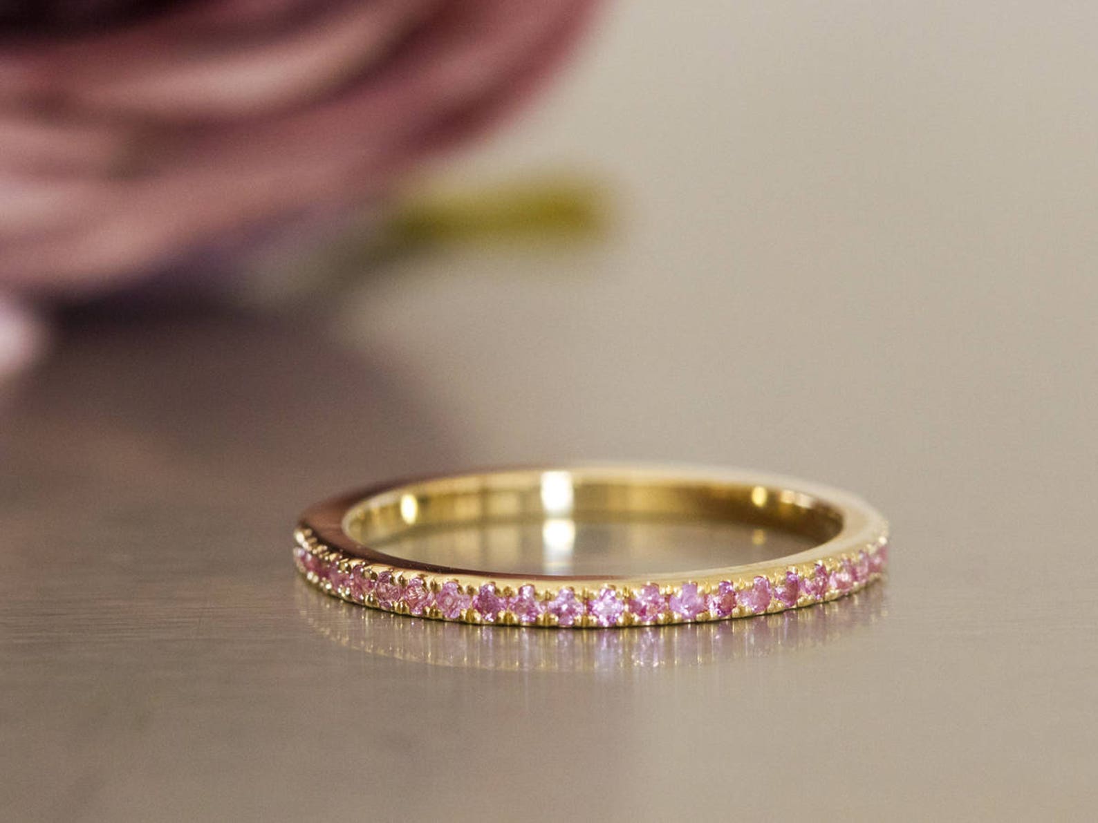 Pink Eternity Ring Pink Wedding Ring Pink Wedding Band | Etsy