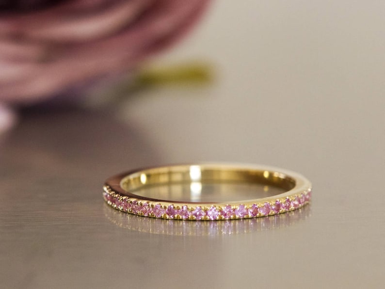 Pink Eternity Ring Pink Wedding Ring Pink Wedding Band | Etsy