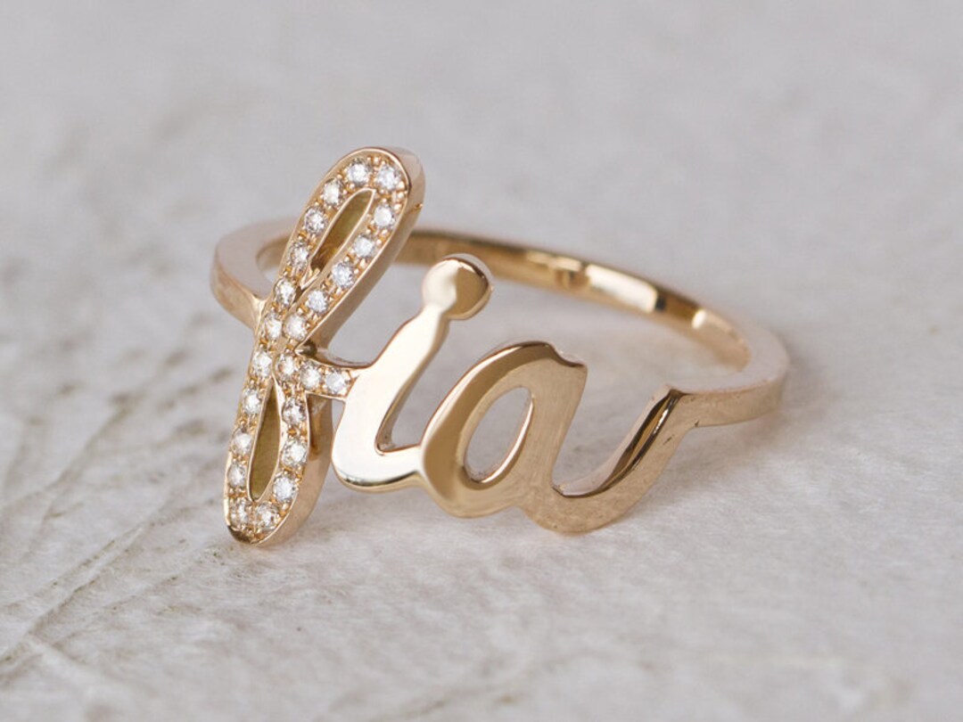 Solid Gold Name, 14K Name Ring, 18K Name, Push Gift Jewelry, Push ...